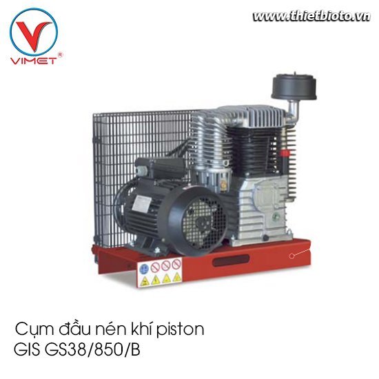Cụm đầu nén khí piston truyền động dây đai GIS - Vimet Corp