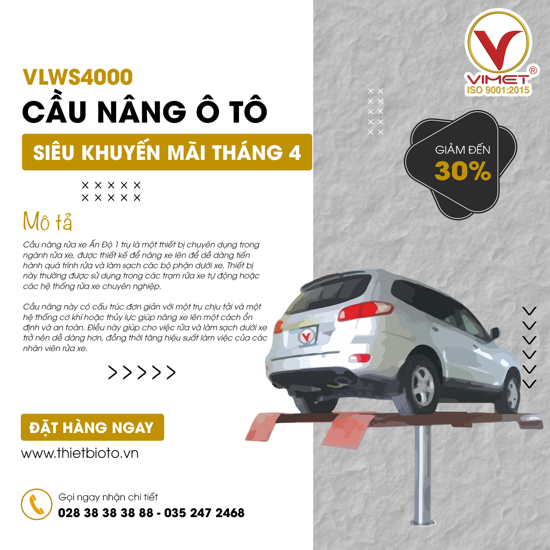 Cầu nâng rửa xe Ấn Độ lắp nổi VIMET VLWS4000 - Vimet Corp